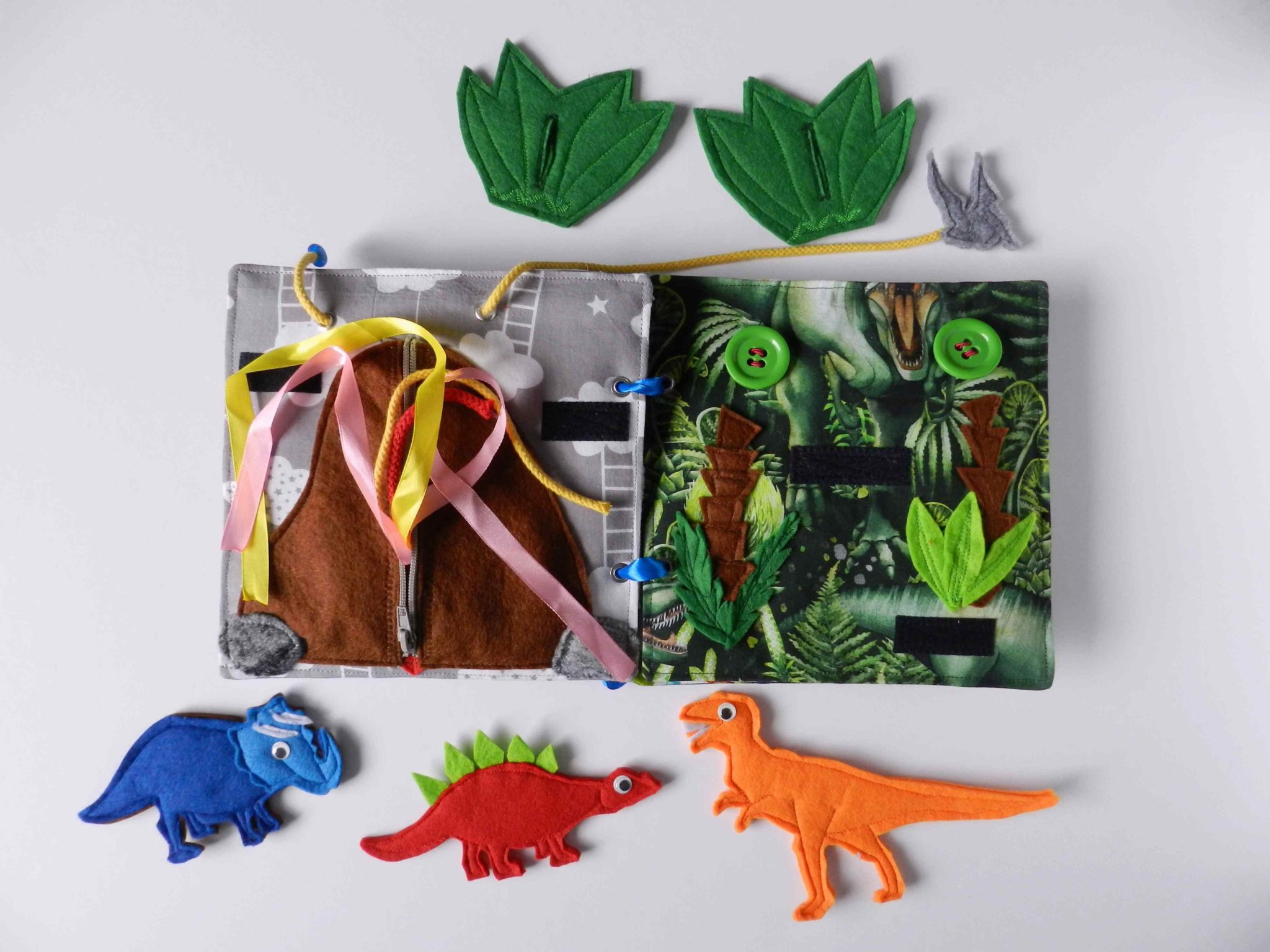Dinosaur busy book, book activity for kids | Quiet books